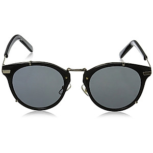 Foster Grant Women's Gia Round Sunglasses, Black/Smoke, 49 mm