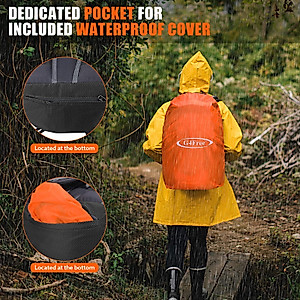 G4Free 35L Hiking Backpack Water Resistant Outdoor Sports Travel Daypack Lightweight with Rain Cover for Women Men (Black)