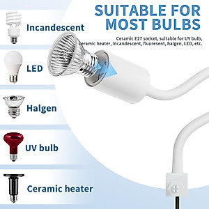 Moonorange Reptile Heat Lamp, 360° Rotatable UVA/UVB Light Lamp with 2 Pack Basking Bulbs (25W + 35W), Suitable for Bearded Dragon, Reptiles, Turtle, Lizard, Snake (White)