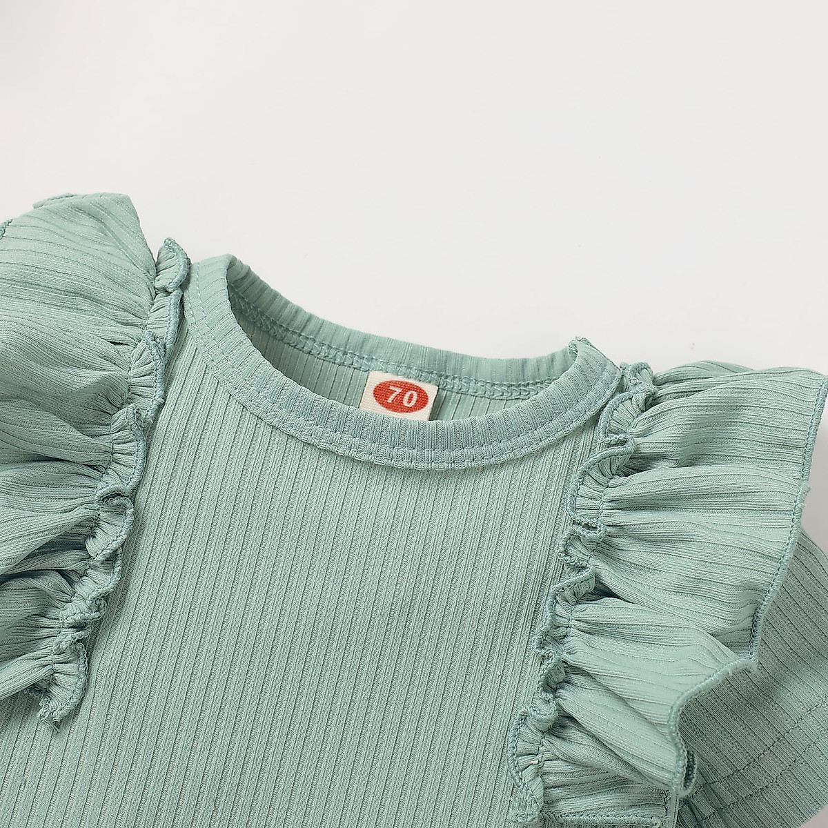 Newborn Baby Girl Clothes Infant Short Ruffle Romper Floral Pants Baby Girl Summer Outfits (Green, 3-6 Months)