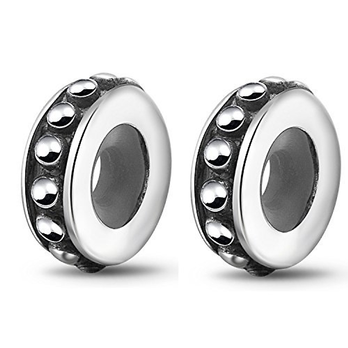 2PCS Antique Sterling Silver Stopper Rubber Beads Charm for European Snake Chain Bracelet