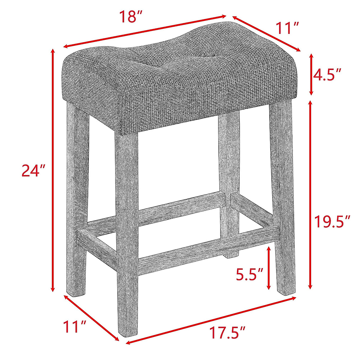 Knocbel Industrial 3-Person Counter Height Bar Table Set with Power Outlet, 4-Piece Dinette Set with Padded Seat Stools, Apartment Condo Small Space Pub Bistro Dining Furniture Set (Gray)