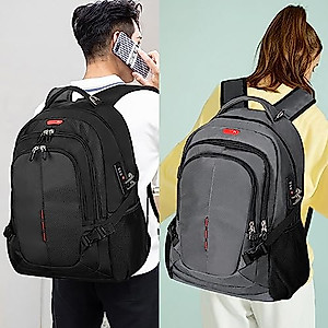 Sowaovut Travel Laptop Backpack Anti-Theft Bag with Password Lock Backpacks Fit 15.6 Inch Laptops for Men Women (Grey, 15.6 inch)