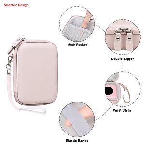 Elonbo Carrying Case for Phomemo D30 Label Maker Machine/for Phomemo D35 Portable Bluetooth Label Printer Travel Bag, Mini Smart Phone Handheld Labeler Storage Holder, Pocket Fits Label Paper, Pink