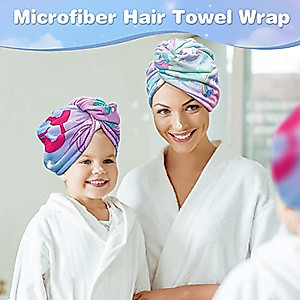 CBLBXYB 3 Pack Microfiber Hair Drying Towel, Super Absorbent Dry Hair Towel Instant Hair Dry Twisty Wrap with Button Anti Frizz Soft Bath Shower Cap Head Towel for Girls Women Ladies Kids