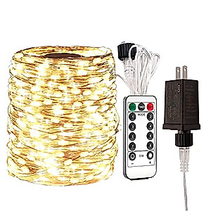 ZELUXDOT 300 LEDs String Lights Fairy String Lights 100FT Outdoor Waterproof Copper String Lights with Remote 8 Modes for Bedroom, Patio, Gardens, Wedding Decoration, Party,Christmas Tree