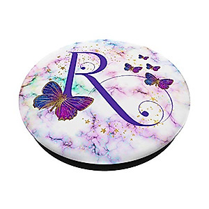 Purple Butterfly Custom Personalized Letter R Monogram PopSockets Swappable PopGrip