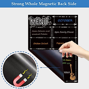 Magnetic Menu Board for Fridge, LiebHome Dry Erase Weekly Menu Planner/Family Calendar 16" x 12" with Grocery List and Notes (Black with 8 Markers)