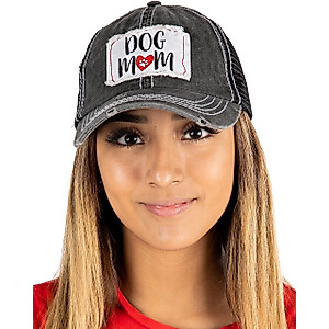 Funky Junque Patch Mesh Baseball Hat - Dog MOM - Black