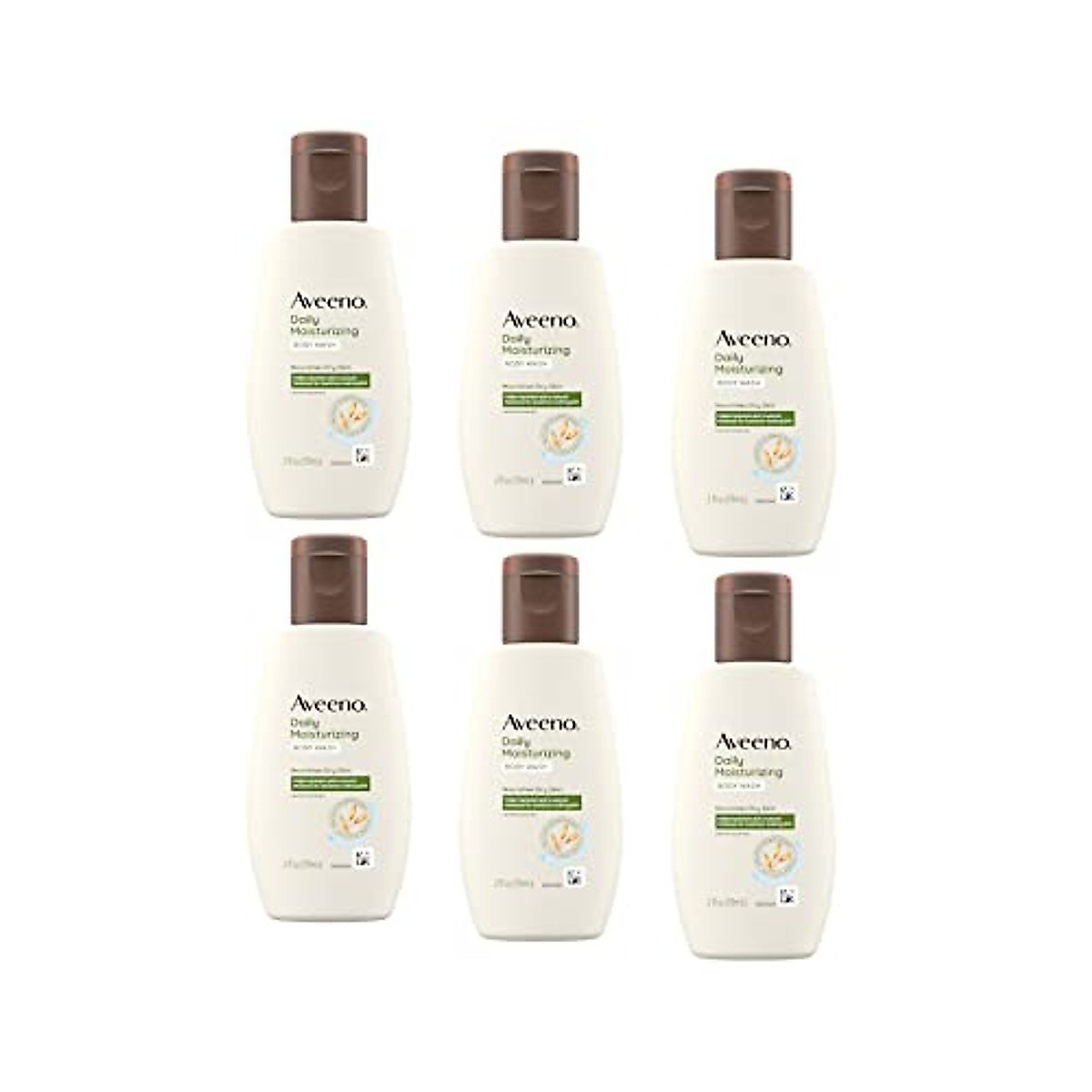 Aveeno Daily Moisturizing Body Wash, Travel Size, 2 Fluid Ounce (Pack of 6)