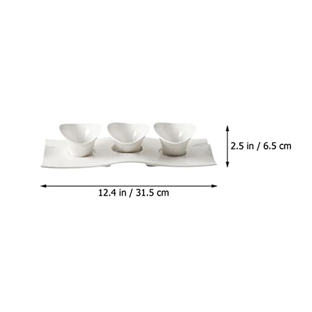 UPKOCH Sauce Plate 1 Set Ceramic Chip and Dip Serving Set Platter Tray with Dip Bowls for Appetizers Snacks Fruits Small Bites and Condiments White Sauce Bowl