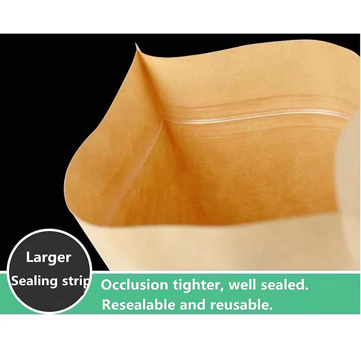 Kraft Paper Bags With Matt Window And Zip Lock Decorative Brown Heavy Duty Heat Seal Recycled Resealable Mylar Stand Up Pouches Bags Sealable For DIY Food Snack Cookies Candy Coffee (4x6+2.4inch)