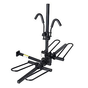 KAC E2 1.25" & 2" Hitch Mounted Rack 2-Bike Platform Style Carrier for Standard and Fat Tire Bicycles - 2 Bikes X 30 lbs (60 lbs Total) Heavy Weight Capacity - Hitch Adapter Included