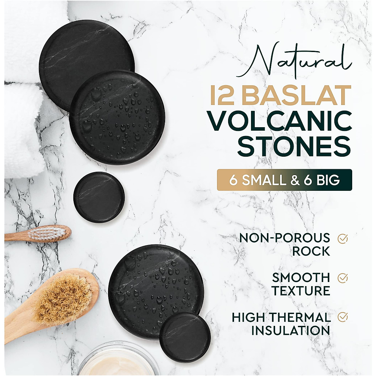 BlissFlow Massage Stone Warmer Set - Portable Heater Travel Carrying Bag - 12 Basalt Massage Heating Stones - Electric & Digital Control Stone Warmer