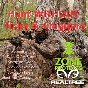 Zone Protects Realtree Permethrin Insecticide Refill - 32oz, Kills & Repels Ticks, Chiggers, Mosquitoes, Ants, Spiders, Outdoorsmen Formula, Dries Odor-Free