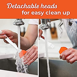 M KITCHEN WORLD Silicone Pastry Brush for Cooking 2 Pieces - Rubber Basting Brush with Grid, Kitchen Brushes Utensils for Food Sauce Butter Oil BBQ Spreading - Orange