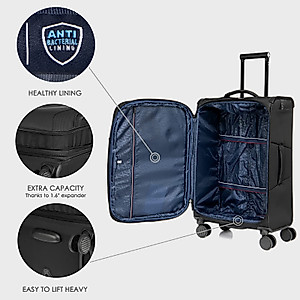 Verage Toledo Carry On Luggage Softside Expandable Suitcase with Spinner Wheel (20-Inch, Black)