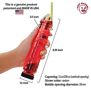 TIPSY RICHARD Penis Bottle 4 pack Bachelorette Party Favors Gifts and Supplies - Adults Party plastic clear Cups + Cocktail Drinkware 7.5oz - Ladies night's - sexy drinks