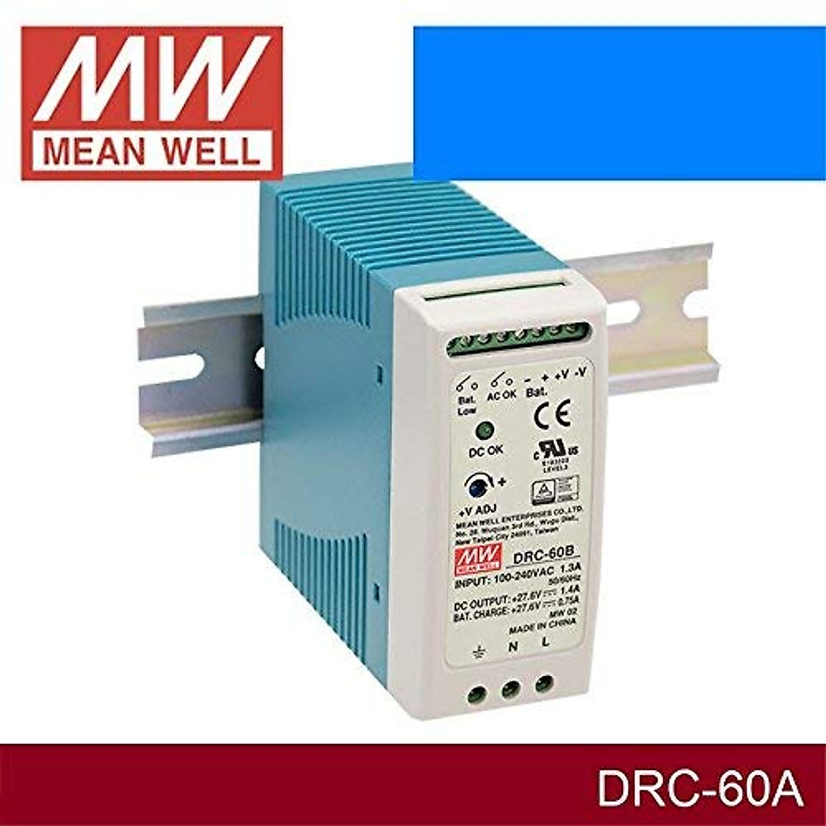 DIN Type Security Power Supply 59.34W DRC-60A Meanwell AC-DC SMPS DRC-60 Series MEAN WELL Switching Power Supply