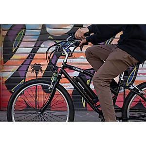 Hurley Electric Bikes Kickflip Beach Cruiser Single Speed E-Bike (Navy, Medium / 16 Fits 5'4"-6'1")