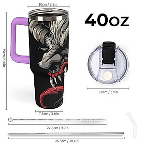 Krampus Of The Yule Lord 40 Oz Tumbler Insulated Stainless Steel Water Bottle Travel Mug Car Cup with Handle And Straw