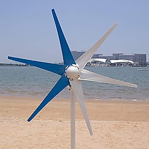 Marsrock 400W 12V AC 5 Blades Small Wind Turbine Generator with Charging Indicator Windmill MPPT Controller for Wind and Solar Hybrid Light Monitor Systems 2m/s Low Start Wind Speed(5S-400H-12W)