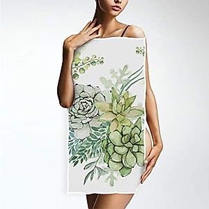 DOMIKING Succulent Plants Printed Print Soft Hand Towels for Bathroom Decorative Guest Towels fingertip Towels for Hotel Spa Gym,16 x 30 inches