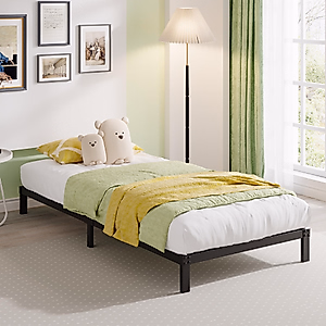EMODA 6 Inch Twin Bed Frames No Box Spring Needed, Heavy Duty Metal Twin Platform Bed Frame, Noise Free, Easy Assembly, Black