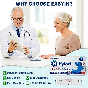 EASYIN H Pylori Test Kit: 2 PCS Fast & Highly Accurate & Easy to Use & Read Helicobacter Pylori Test at Home Results in 10-15 Minutes - H-Pylori Test Kit 2 Test