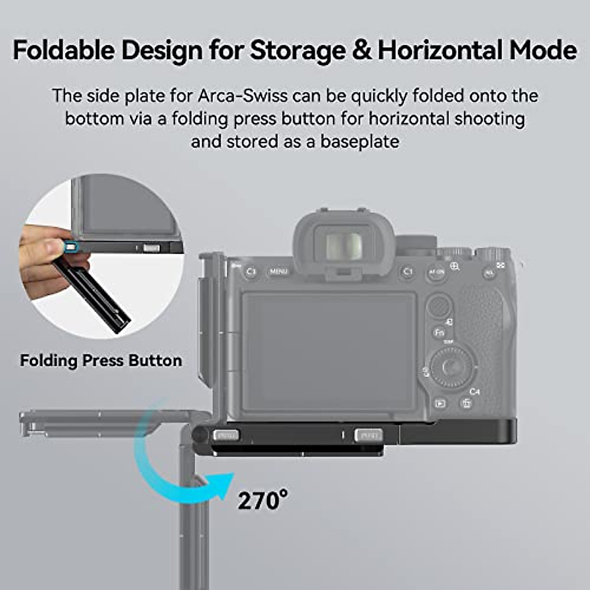 SmallRig Foldable L-Bracket for Sony Alpha 7R V/Alpha 7 IV/Alpha 7S III, Foldable Side Plate for Arca-Swiss, Supporting Quick Switch Between Horizontal and Vertical Shooting - 3984