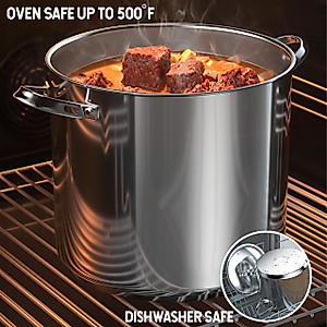 Cooks Standard 18/10 Stainless Steel Stockpot 12-Quart, Classic Deep Cooking Pot Canning Cookware with Stainless Steel Lid, Silver