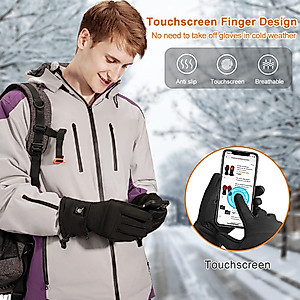 Upgraded Heated Glove Liners for Men Women, Rechargeable Electric Battery Heated Gloves Windproof Winter Glove Liners Thin Gloves Hand Warmer for Ski Snowboarding Hunting（M/L）