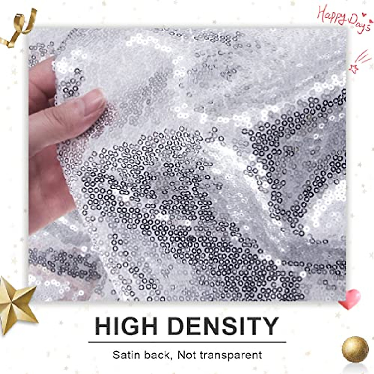 Silver PartyDelight Sequin Backdrop, Photography, Sparkle Backdrop, 6Ftx7 Ft
