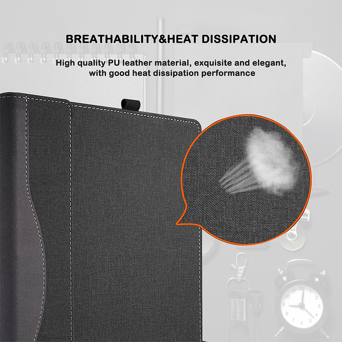 Cover Case for 15.6'' HP Envy x360 2-in-1 Laptop 15t-fe 15-fh 15z-fh 15-fe 15-ew 15t-ew 15z-ey & HP Pavilion x360 Convertible 15t-dw 15-er，PU Leather Protective Shell Detachable Laptop Bag(Dark Blue)