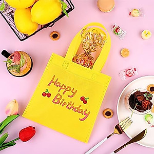 Aneco 30 Pieces 8 by 8 Inches Non-Woven Bags Birthday Party Bags Easter Egg Hunt Bags Rainbow Colors Gift Bag with Handles for Party Favor, 6 Colors