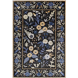 Rugs America Onyx & Blue Gardenias Transitional Rug Gardenia Golden Night VA30B 8'0"X10'0" Area Rug