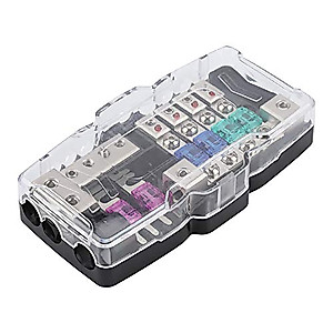 4 Way Power Distribution Block, Car o Stereo fuses Box Block, 0/4 Gauge in, 4/8 Gauge Out