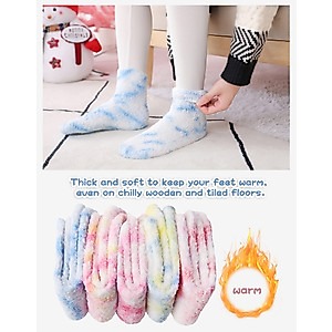 WYTartist Fluffy Socks for Women Winter Thick Warm Fuzzy With Grippers Socks For Home Bed Floor Girls Socks Chirstmas Gifts (Set H)