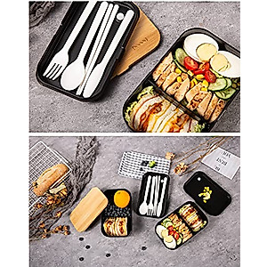 invvni Bento Box Adult Lunch Box Large Bento Boxes (68 Oz Capacity) Gifts for Women - Natural Bamboo Lid, Japanese, Microwave Safe, Dishwasher Safe, Bpa free