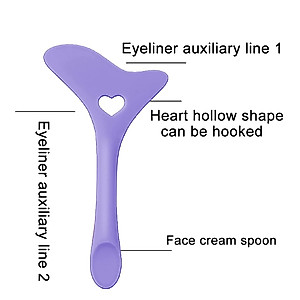 4 Pcs All In One Eyeliner Stencils Wing Tips + Eyeshadow and Eyeliner Stencils Pad + Silicone eyeshadow baffle, Defined Eyeliner Eyelash Guide Tool for Beginners and Makeup Masters - Purple