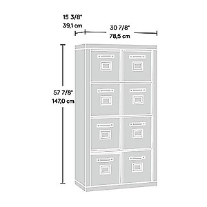 Sauder Stow-Away 8-Cube Organizer, L: 30.91" x W: 15.39" x H: 57.87", Lintel Oak Finish