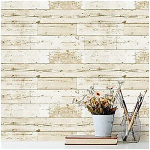 Akywall Faux Wood Peel and Stick Wallpaper Vintage Wood Plank Contact Paper Self-Adhesive Removable Wall Covering Prepasted Decorative 17.7 x 118inches