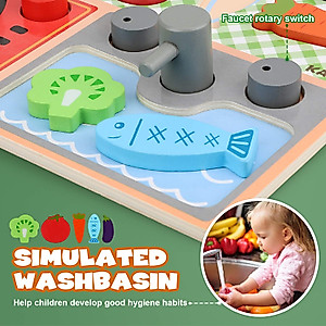 TOY Life Wooden Kitchen Sets for Kids, Wooden Play Food, Wooden Food Toys, Wooden Kitchen Toys, Wooden Play Set, Wooden Puzzles for Toddlers, Toy Cooking Set for Toddlers