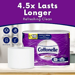Ultra ComfortCare Toilet Paper - 1 Pack of 4 Rolls, 325 2-Ply Sheets Per Roll - 4 Family Mega Rolls = 18 Regular Rolls with Cushiony CleaningRipples Super Soft and Strong Toilet Tissue