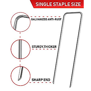 Decorlife 100-Pack Landscape Staples, 6-Inch 11 Gauge Galvanized Garden Staples with Sharp Ends, Anti-Rust & Heavy-Duty, Ideal for Anchoring Weed Barrier Fabric, Irrigation Line