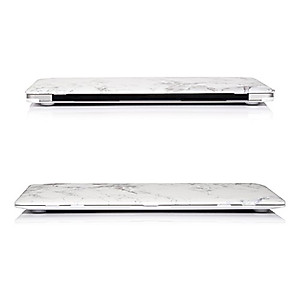 RUBAN Case for MacBook Air 13 Inch (Models: A1369 & A1466, Older Version 2010-2017 Release), Slim Snap On Hard Shell Protective Cover, White Marble