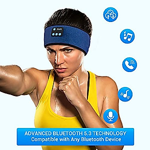 Bluetooth Headband,Headband Headphones Wireless Sleep Headphones with White Noise Mode and Ultra-Thin Speakers for Unisex Sleeping Running Workout Jogging Yoga Insomnia Air Travel (Blue)