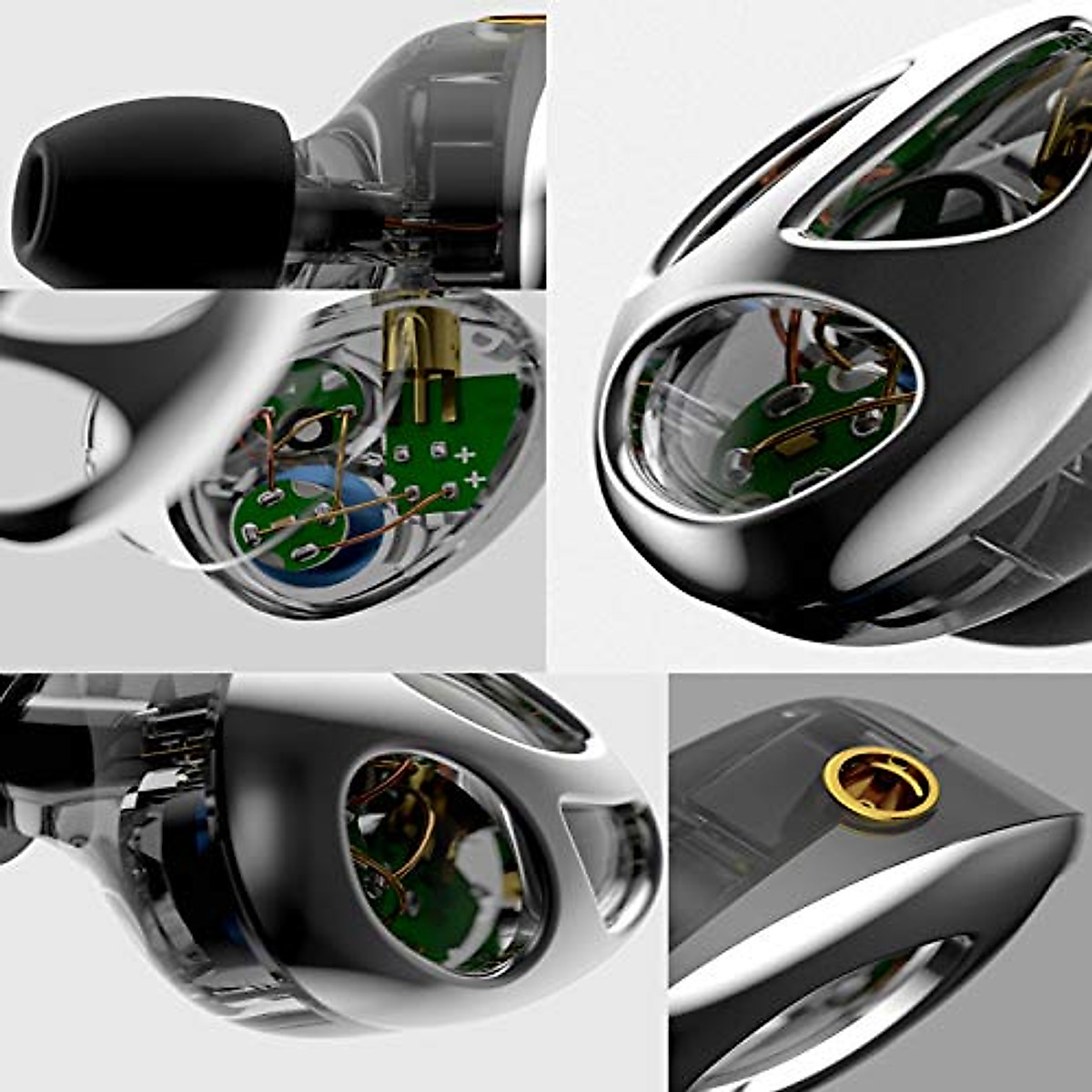 LTXHorde Earbud Wired Headset Soundproof Sweatproof Three Drive Unit Stereo Earbuds with Microphone Suitable for 3.5mm Audio Interface Devices (Electroplating Silver)