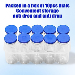 otwooi 10ml Sealed Empty Vials for Injection, Transparent Glass Vials Self-Healing Injection Port, Liquid Sample Storage Vial with Caps(10pcs)