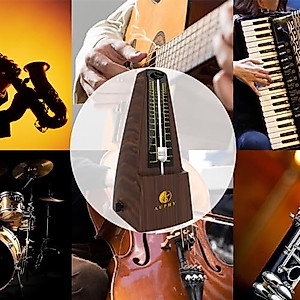 AUPHY Mechanical Metronome with Accent Bell, Classic Shape, Accurate Beat, Multiple Beat Modes, Suitable for Piano Guitar Drums Violin Saxophone etc（Wood Grain）